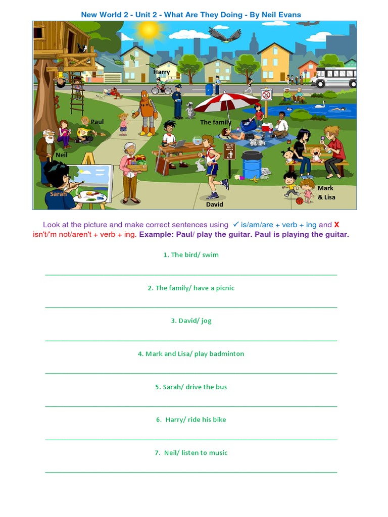 What Are They Doing Picture Description Exercises Worksheet Templates ...