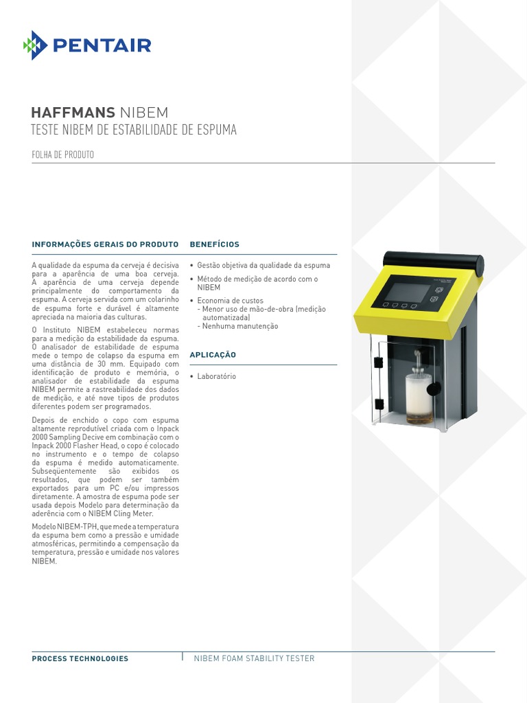 Foam-Stability-Tester Nibem Haffmans Leaflet PT | PDF | Cerveja ...