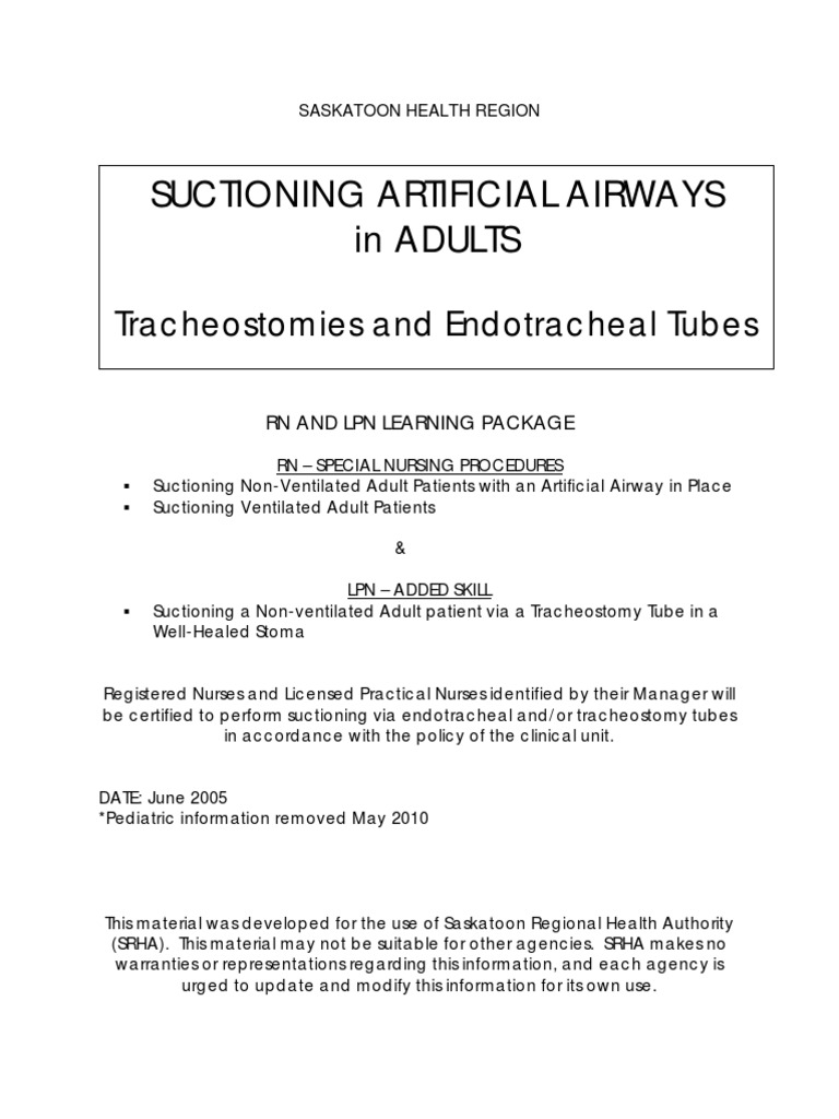 Suctioning Artificial Airways - Adults | PDF | Respiratory Tract | Lung