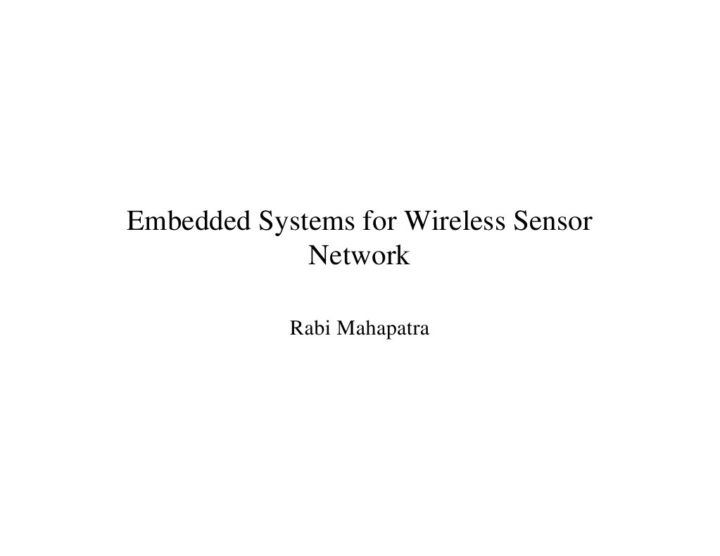 Embedded Systems In Wireless Sensor Networks Pdf Computers