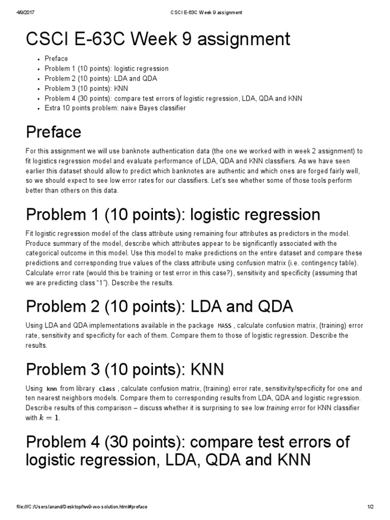 CSCI E-63C Week 9 Assignment | Download Free PDF | Logistic Regression ...