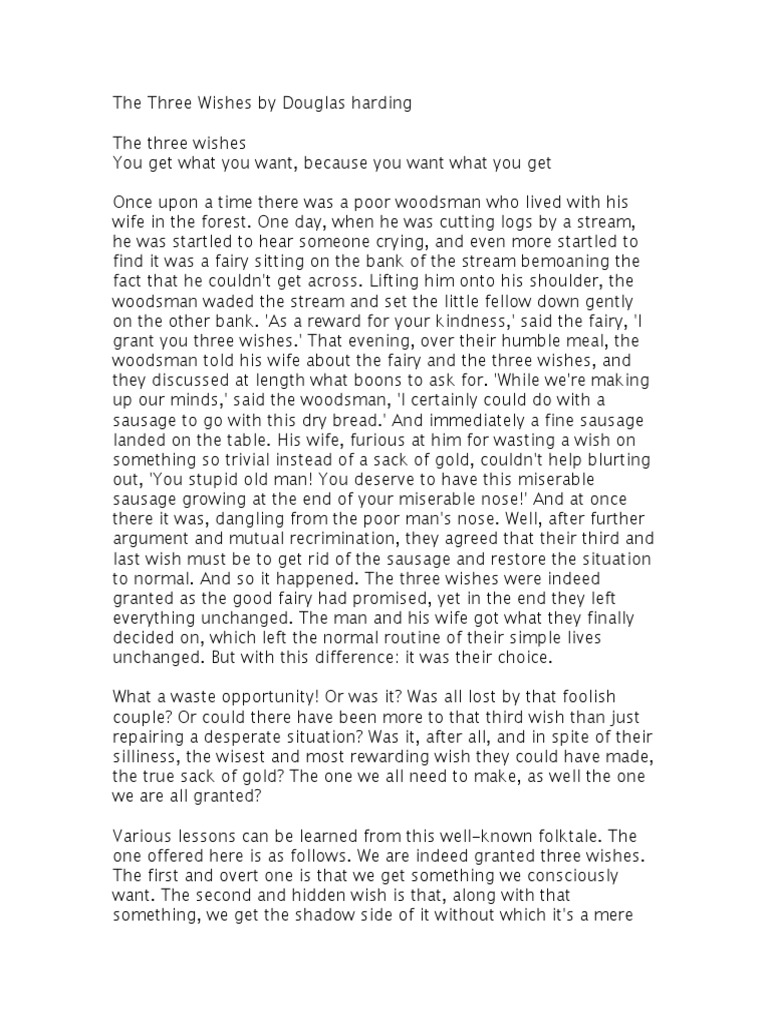 The Three Wishes by Douglas Harding | PDF | Unconscious Mind | Hierarchy