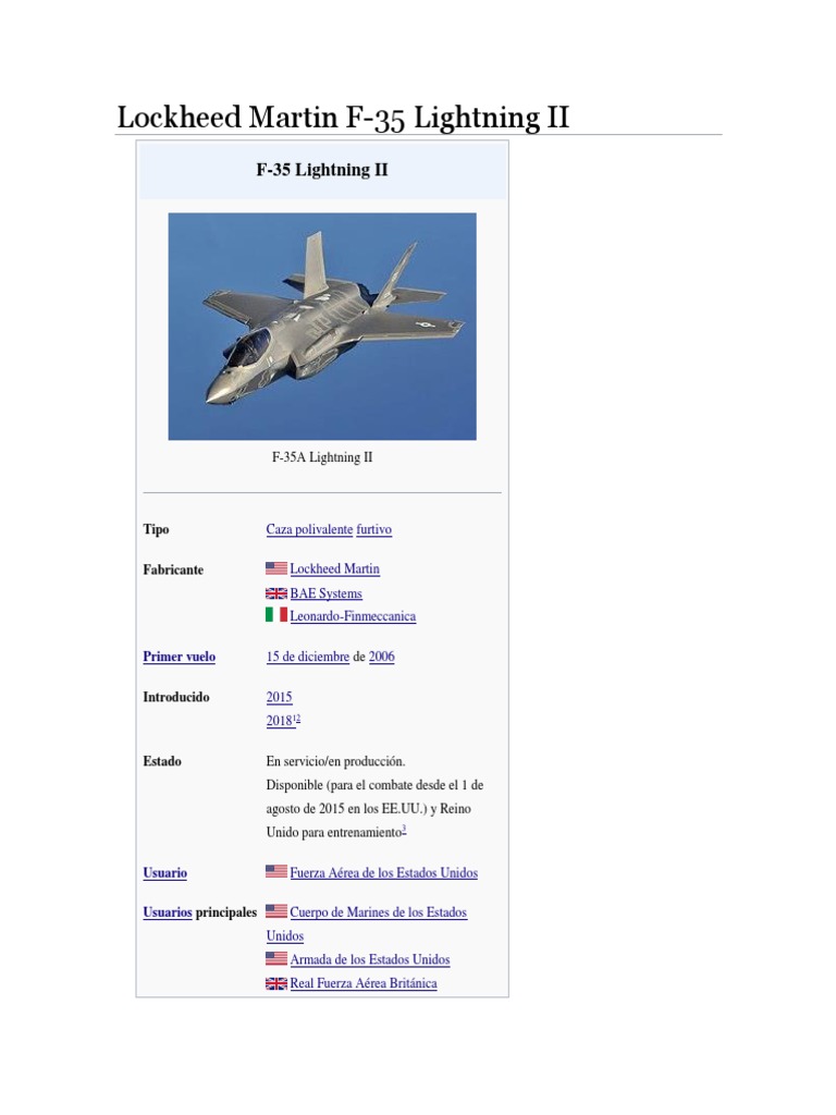 Lockheed Martin F | PDF | Lockheed Martin F 35 Lightning Ii | Aviación