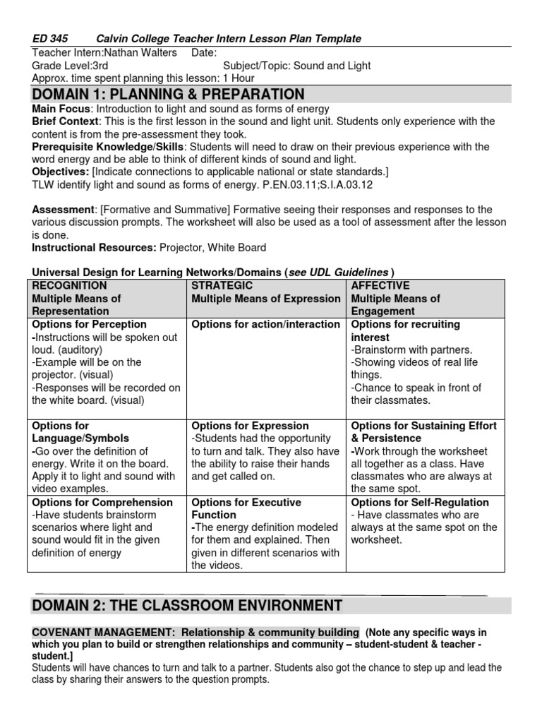 Lesson 1 Sound and Light | PDF | Teaching | Psychology