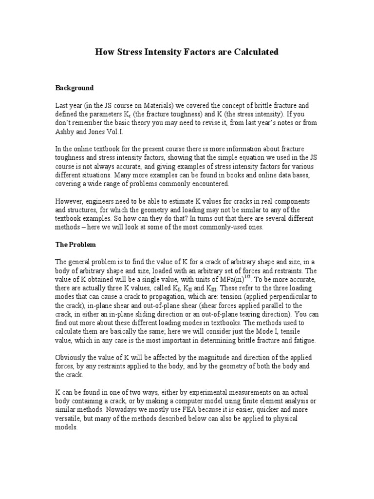 Calculating Stress Intensity Factors: A Comparison of Energy-Based and ...