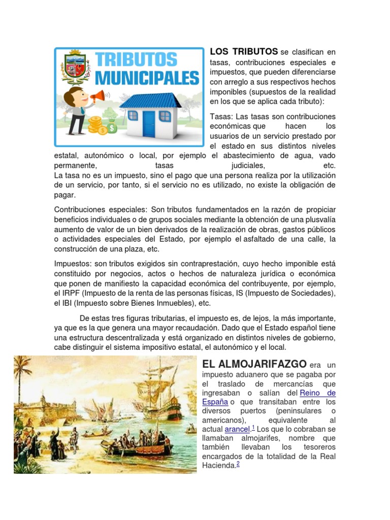 La clasificación y tipos de tributos en España | PDF | Impuestos ...