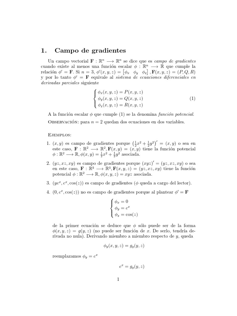 Función Potencial de Un Campo de Gradientes - DEMOSTRACIÓN | PDF ...