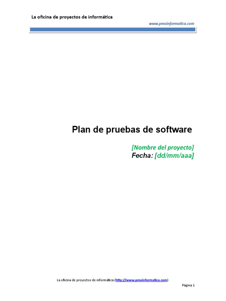 PMOInformatica Plantilla de Plan de Pruebas de Software | PDF | Programa de computadora ...