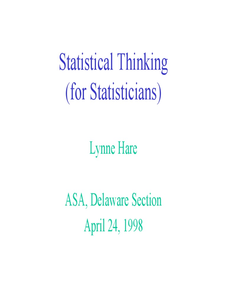 Statistical Thinking For Statisticians | PDF | Statistics | Thought