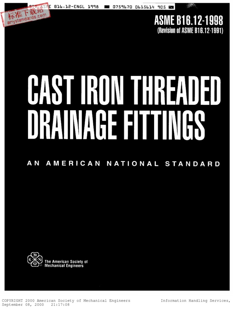 Asme B16.12-1998 PDF | PDF | Trade Associations | Non Profit Organizations