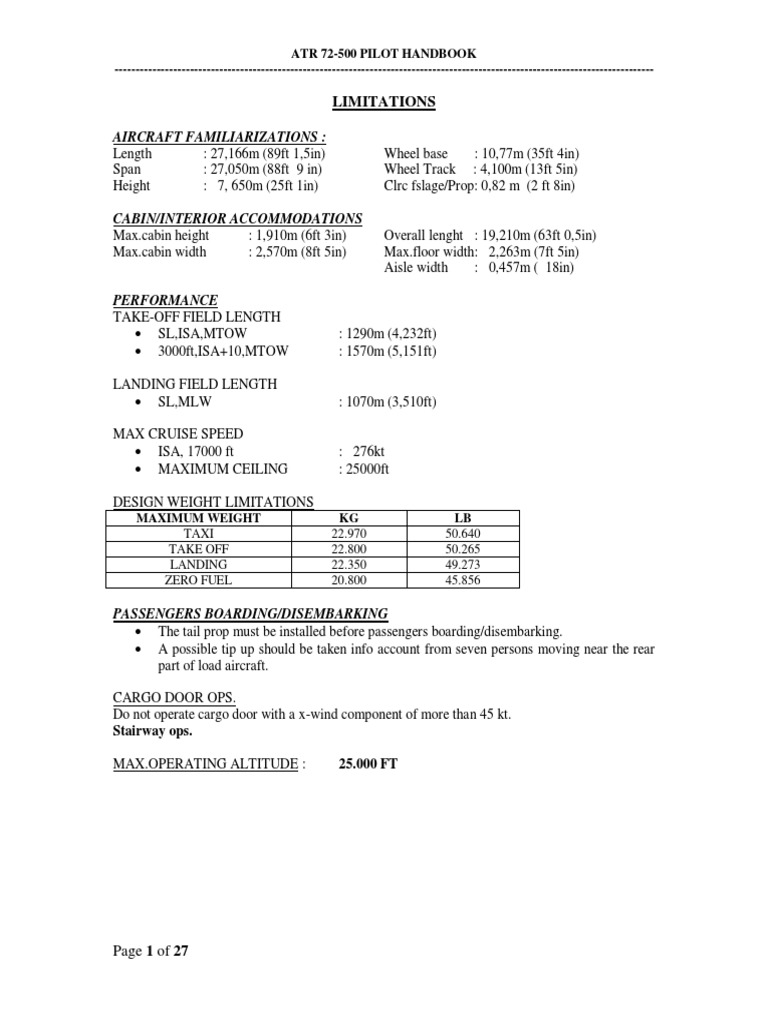 Atr 72 Poh | PDF | Takeoff | Flap (Aeronautics)