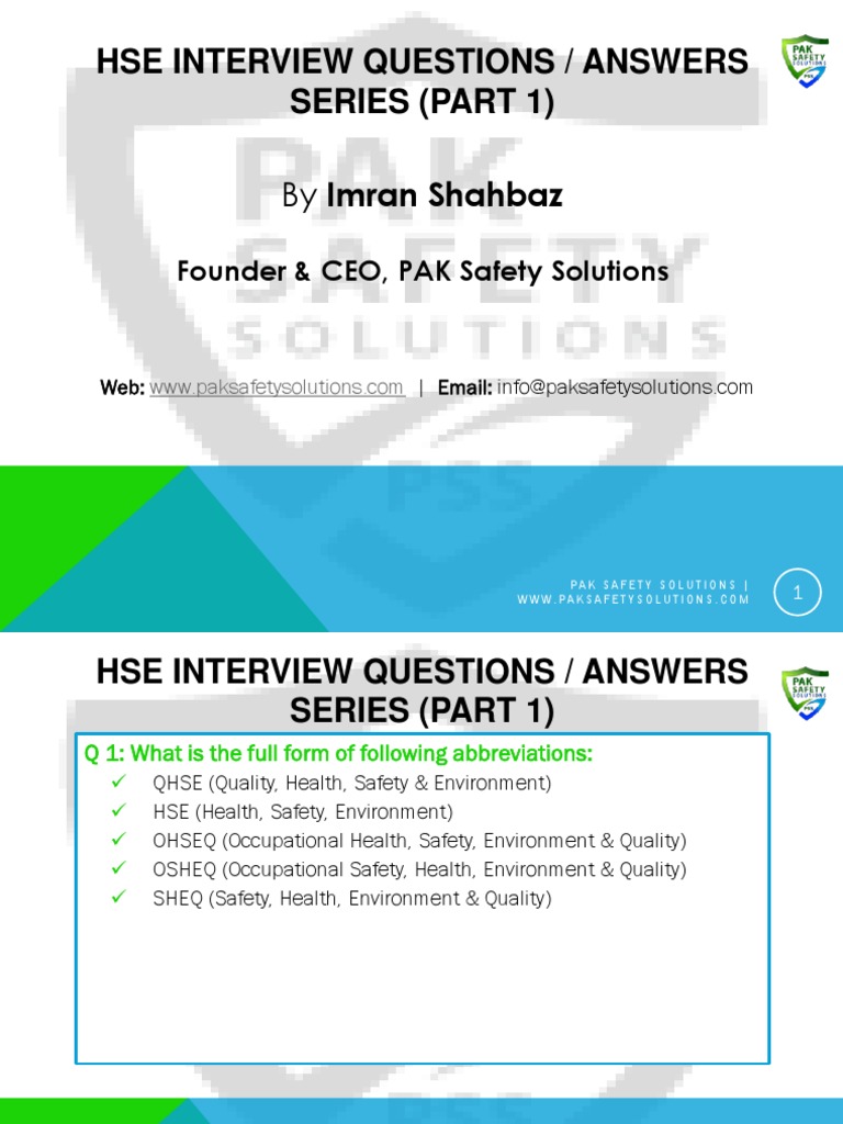 HSE Interview | PDF | Audit | Occupational Safety And Health