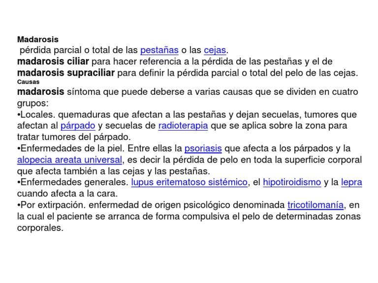 Madarosis: Causas y Tipos | PDF | Ciencia y matemáticas
