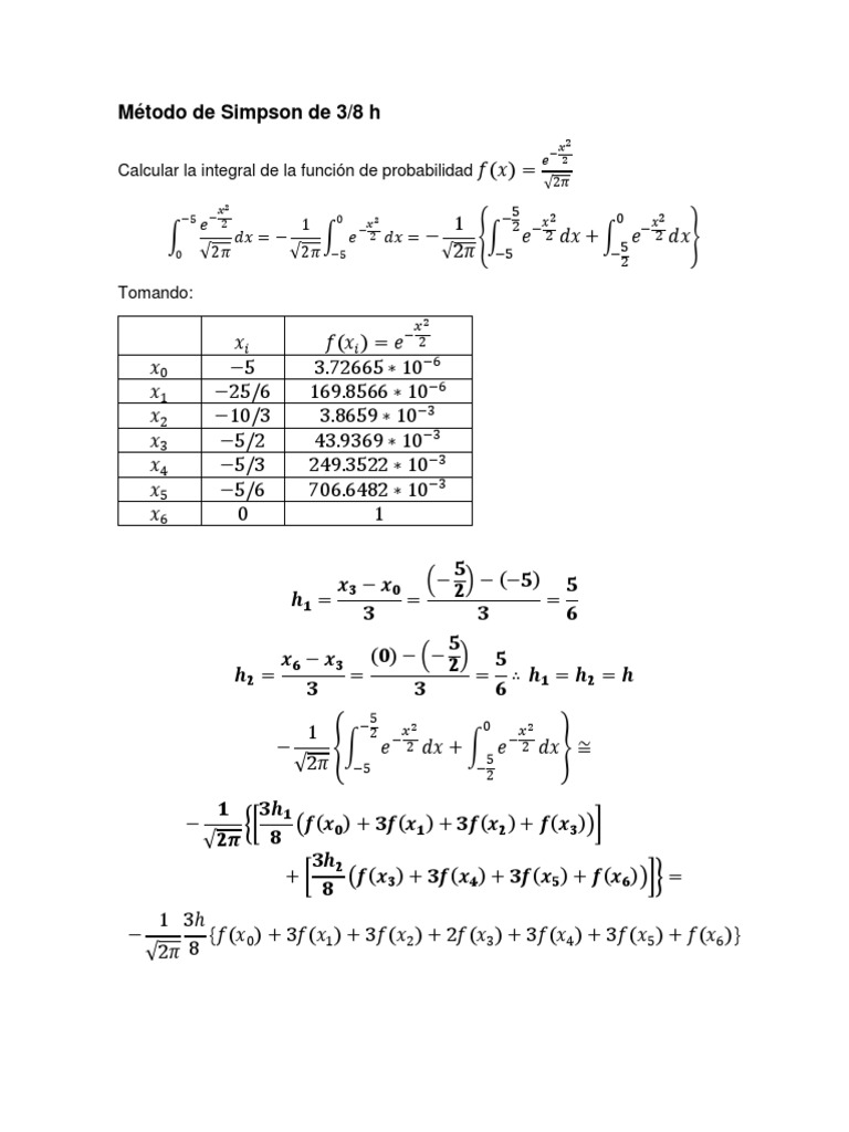 Método de Simpson de 3h8 | PDF | Análisis matemático | Cálculo
