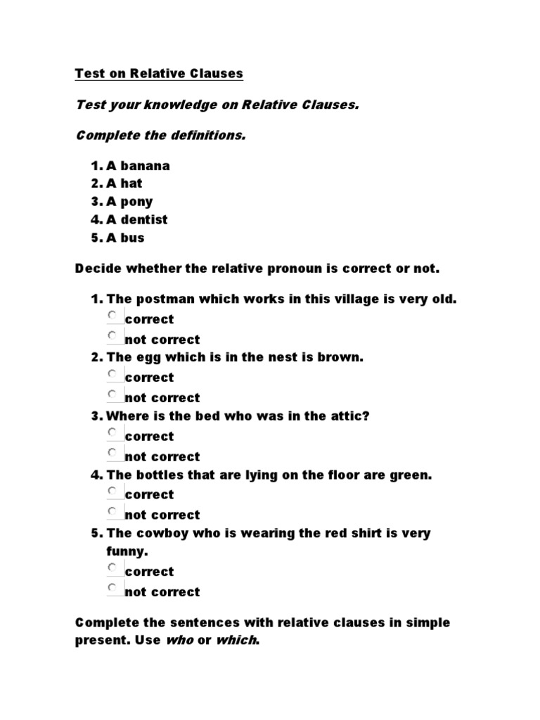 Test Relative Clauses | PDF