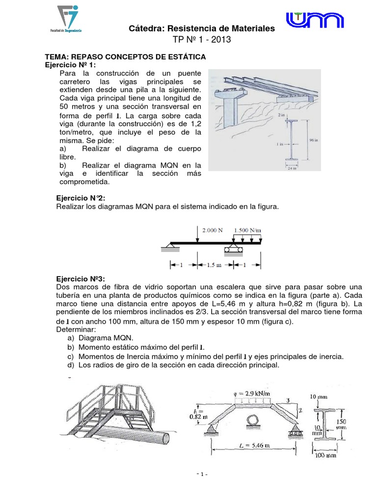 Repaso de conceptos básicos de estática y análisis de estructuras mediante la resolución de ...