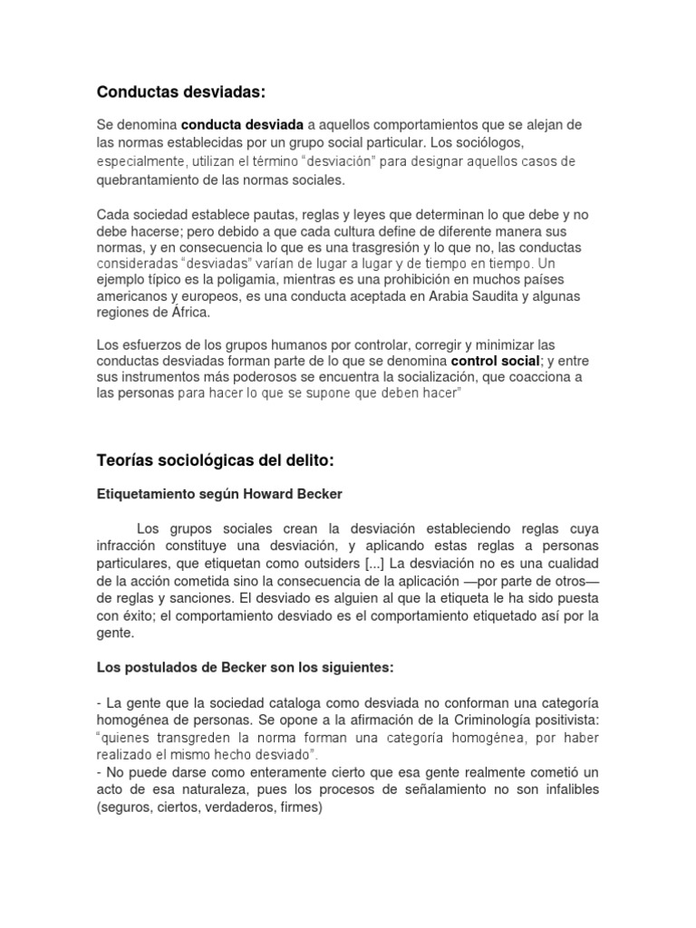 Conductas Desviada y Teorias | PDF | Criminología | Comportamiento