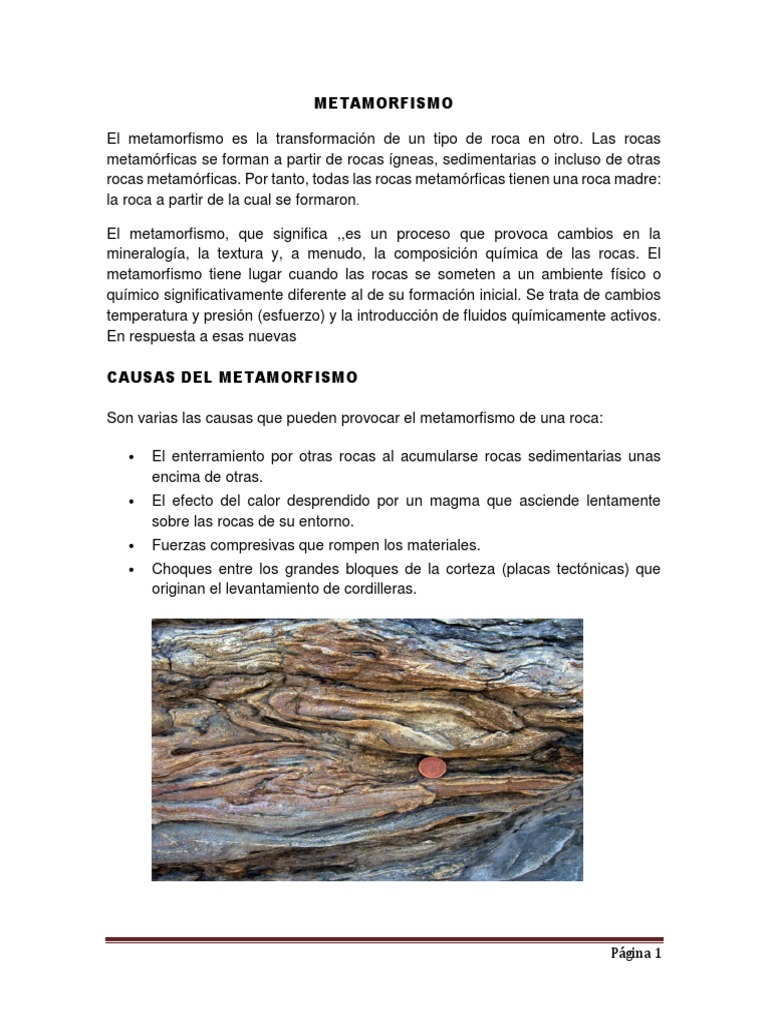 Unidad 7. Metamorfismo | PDF | Roca (geología) | Minerales