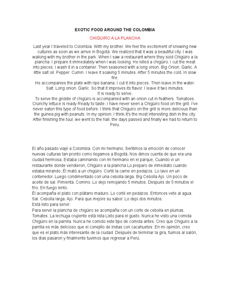 Exotic Food Around The Colombia: Chiguiro A La Plancha | Download Free ...