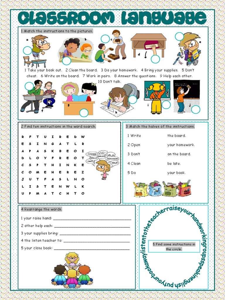 Classroom Language Activities Worksheet | PDF | Behavior Modification ...