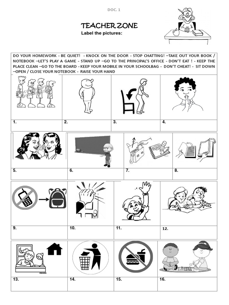 Classroom Language Label The Pictures | PDF