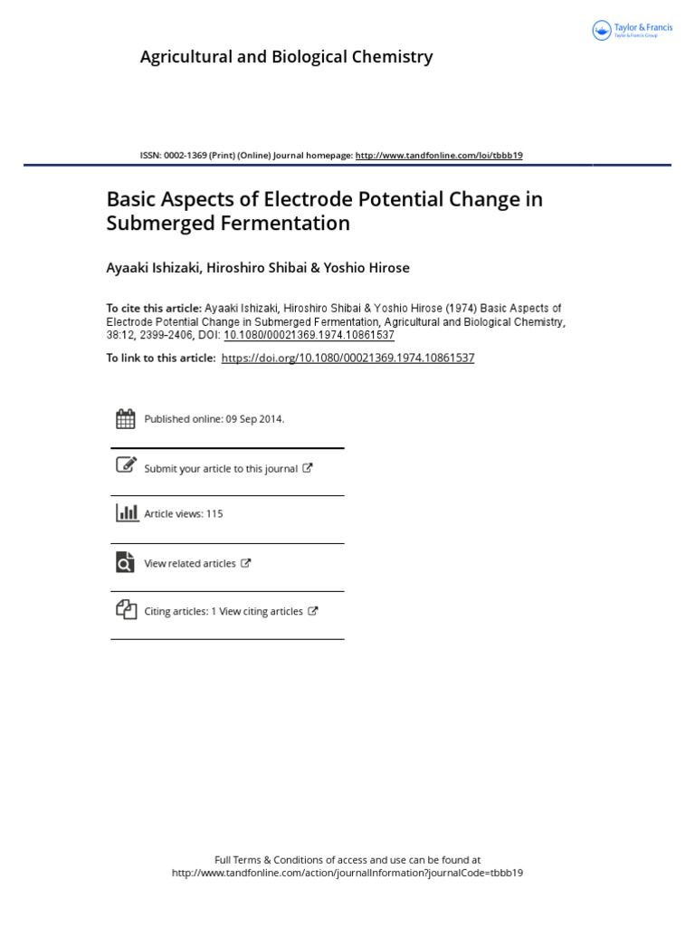 Aspectos Basicos Del Cambio de Potencial de Electrodos en Fermentacion Sumergida PDF | PDF | Ph ...
