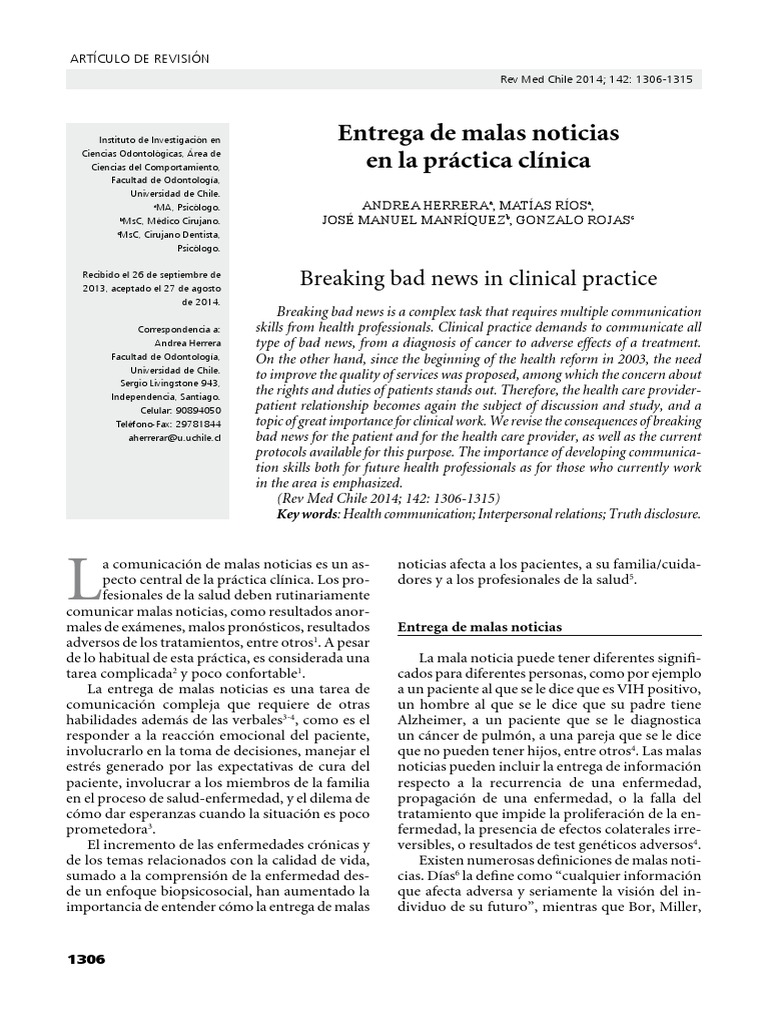 Protocolo SPIKES Malas Noticias | PDF | Decision Making | Stress (Biology)