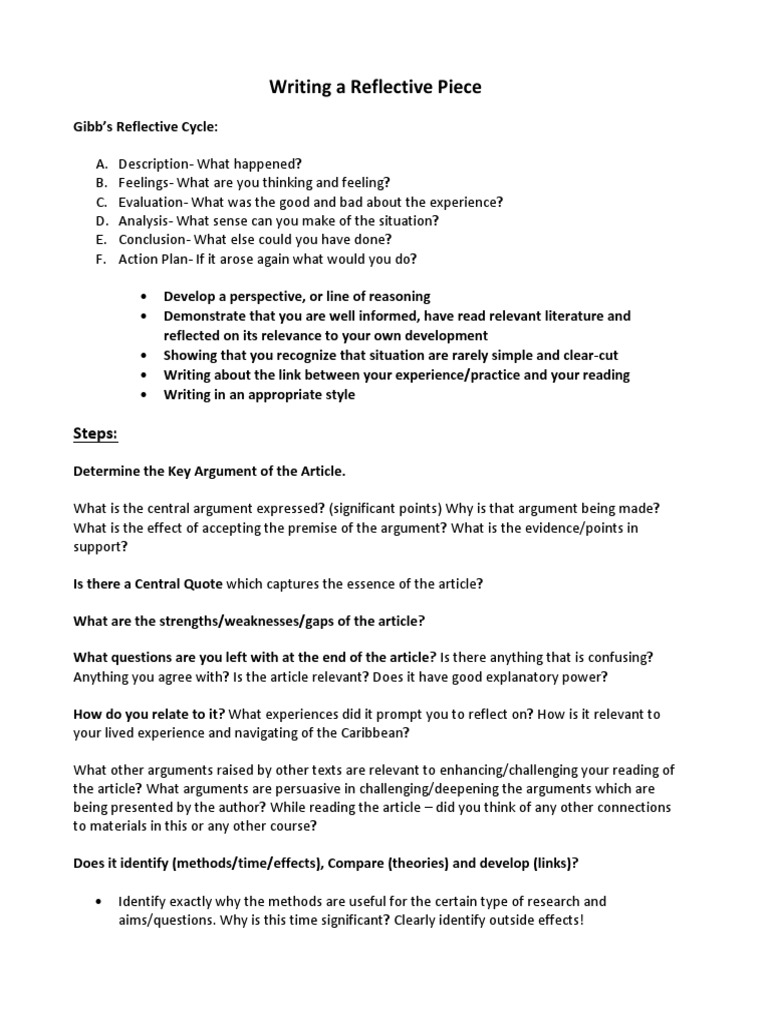 Writing A Reflective Piece | PDF | Argument | Theory