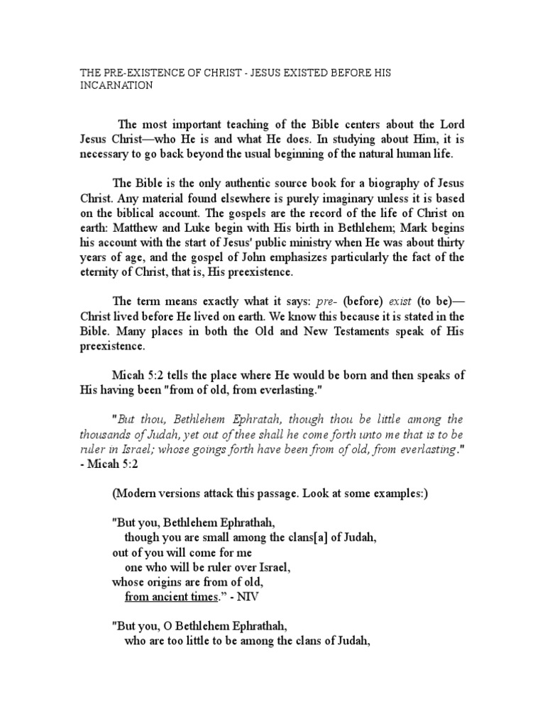 The Pre-Existence of Christ - Jesus Existed Before His Incarnation ...