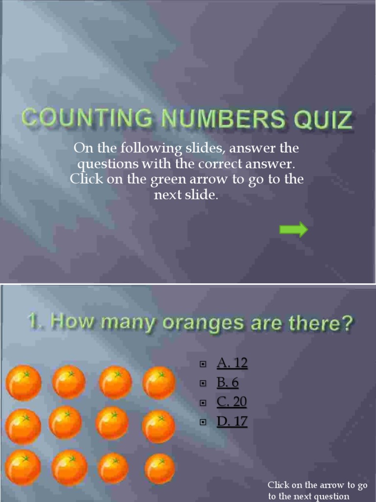 On The Following Slides, Answer The Questions With The Correct Answer ...