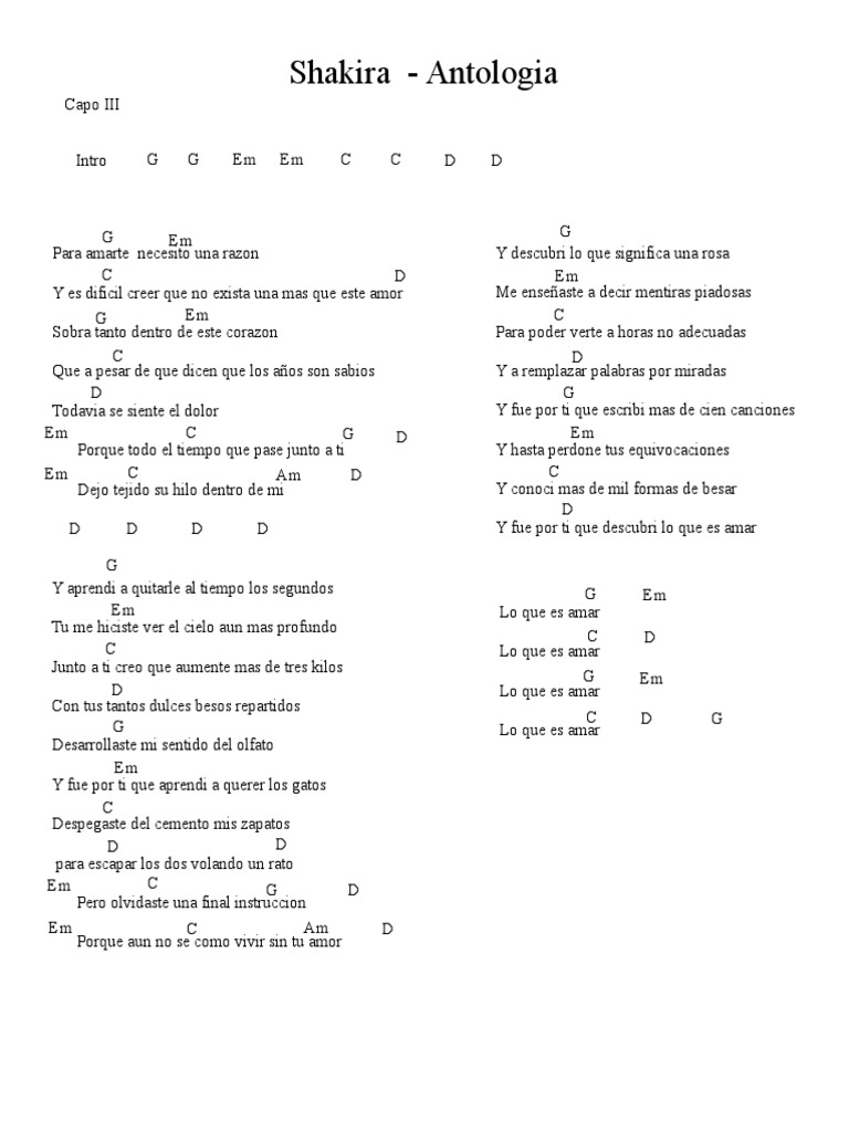 Shakira - Antologia | PDF | Ocio