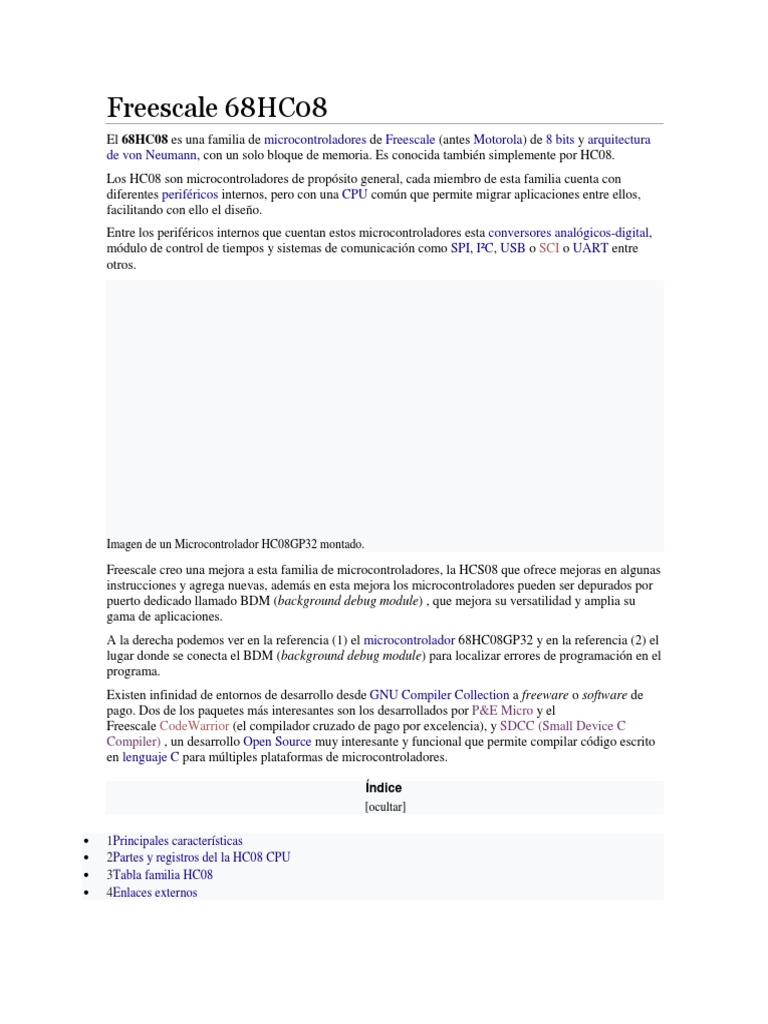 Freescale 68HC08 | PDF | Hardware de la computadora | Ingeniería ...