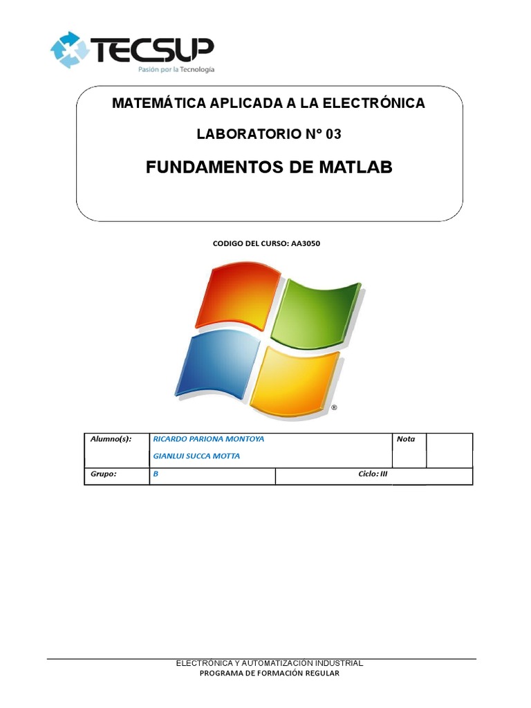 Fundamentos de MATLAB para Electrónica | PDF | Matlab | Programa de computadora