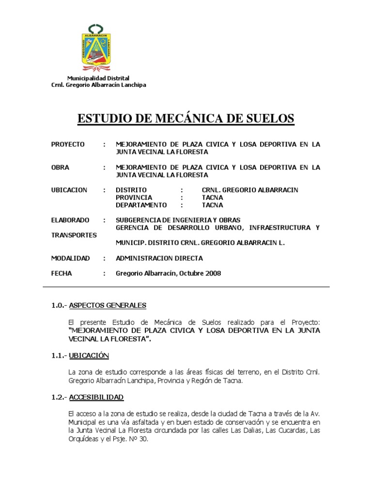 Estudio Mecanica de Suelos | PDF | Fundación (Ingeniería) | Ingeniero civil