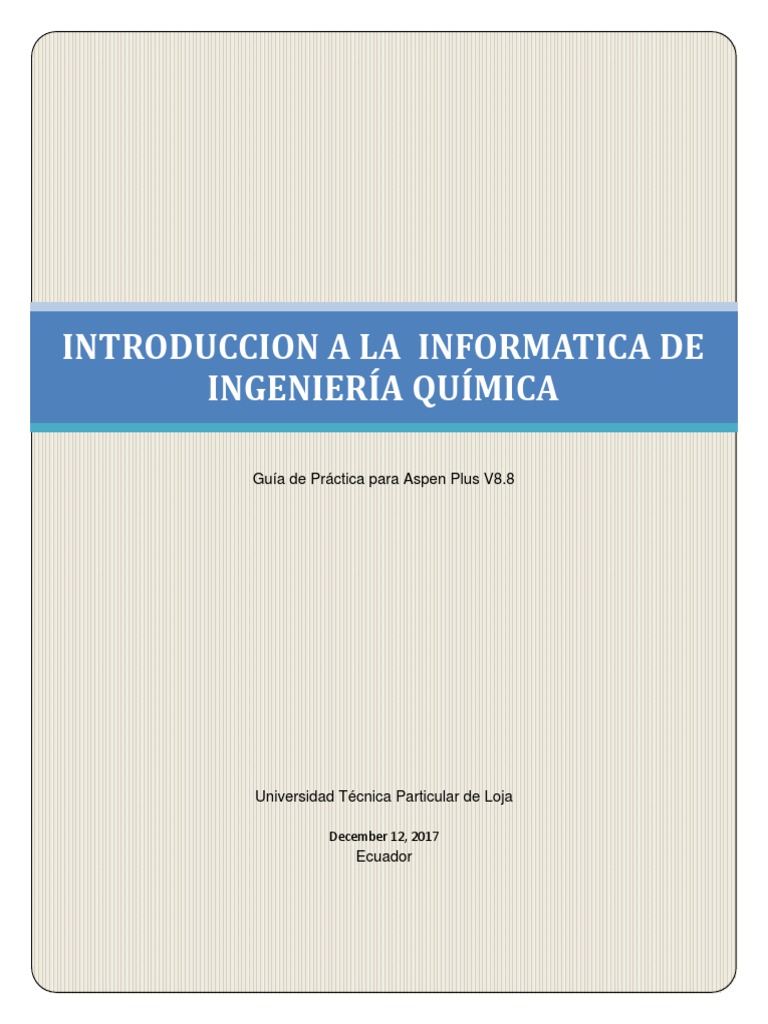 Guía Aspen Plus para Ingeniería Química | PDF | Equilibrio químico ...