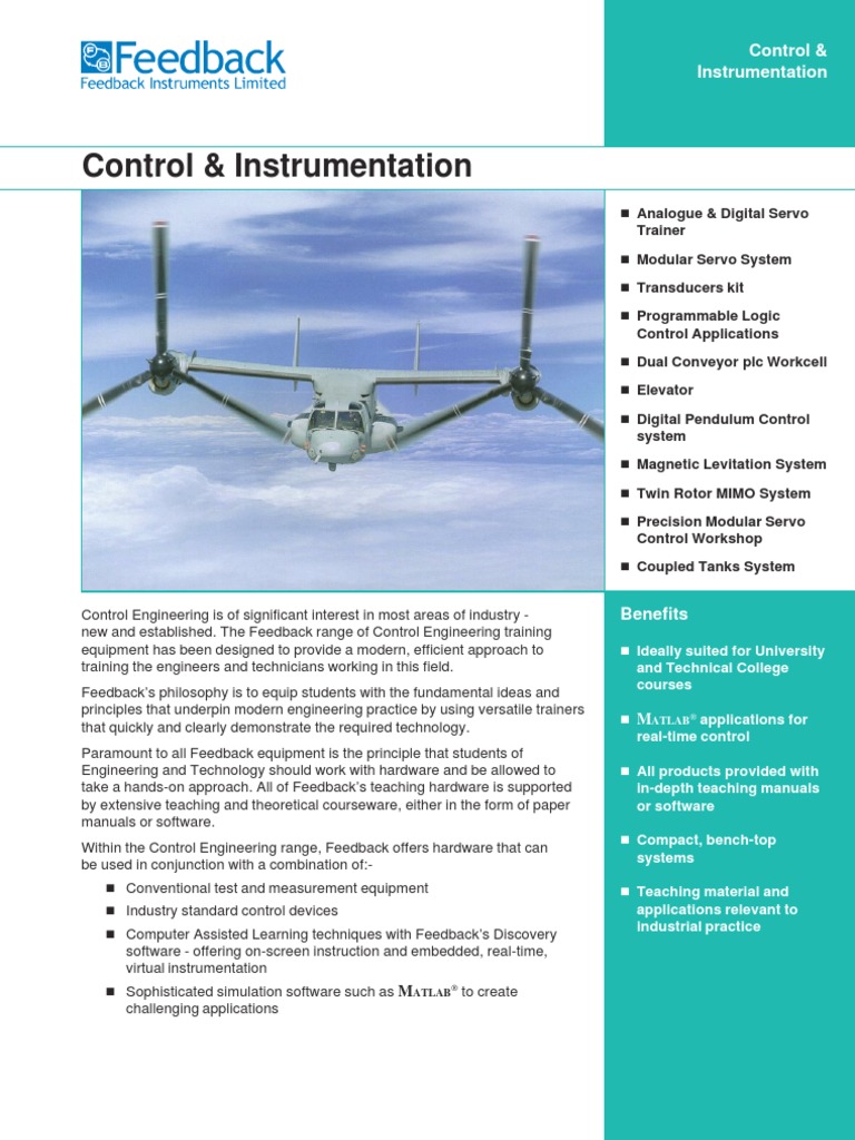 47-Control Instrumentation Brochure | PDF | Control Theory | Servomechanism