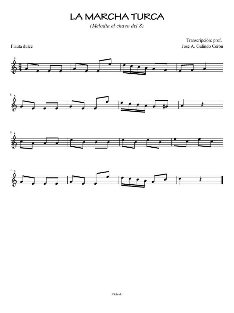 La Marcha Turca (Flauta Dulce) | PDF