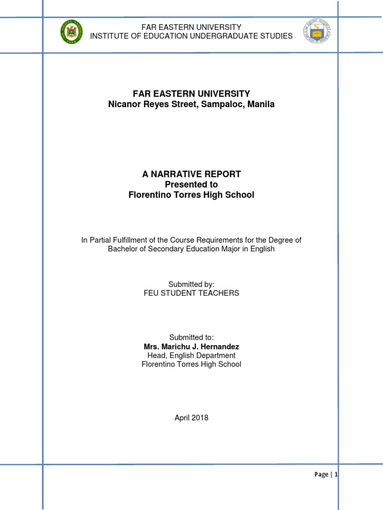 Narrative Report on Teaching Internship | PDF | Teachers | Educational ...