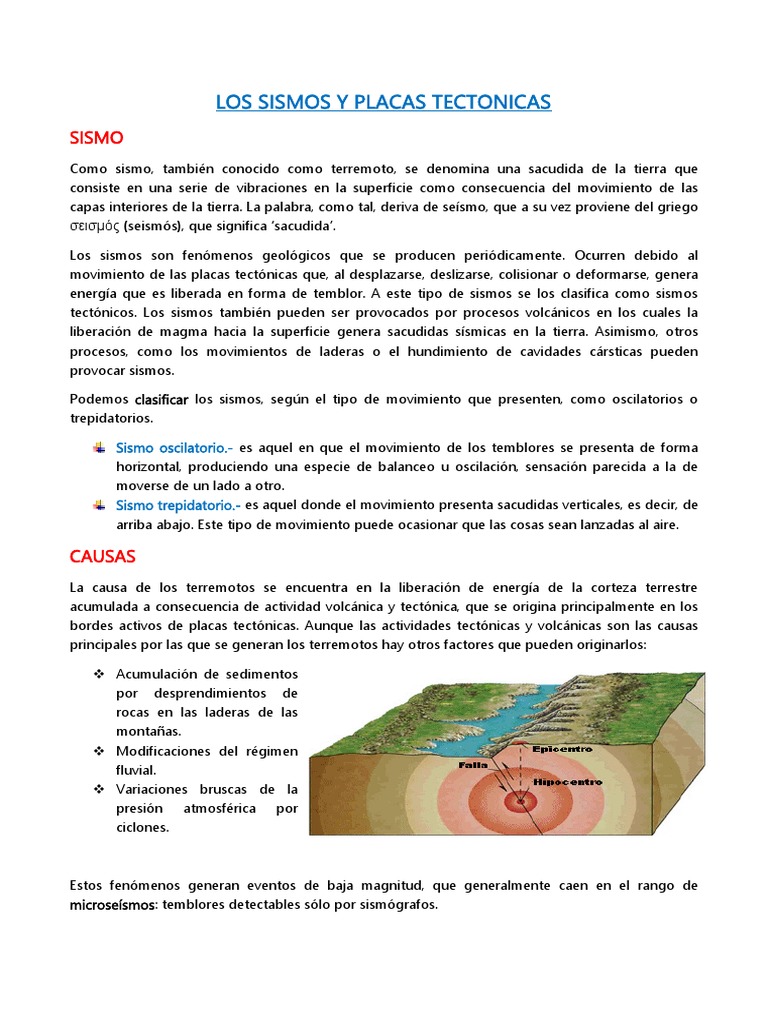 Los Sismos y Placas Tectonicas | PDF | Temblores | Geología