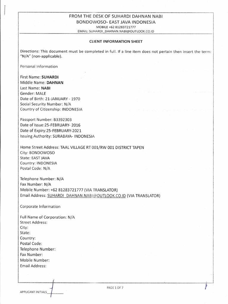 Form The Desk of Suhardi DNB | PDF