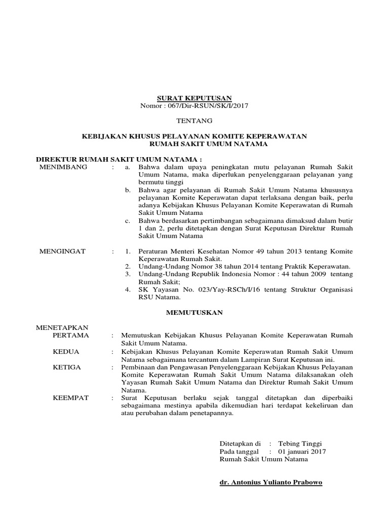 Penetapan SPK Dan RKK Staf Keperawatan | PDF