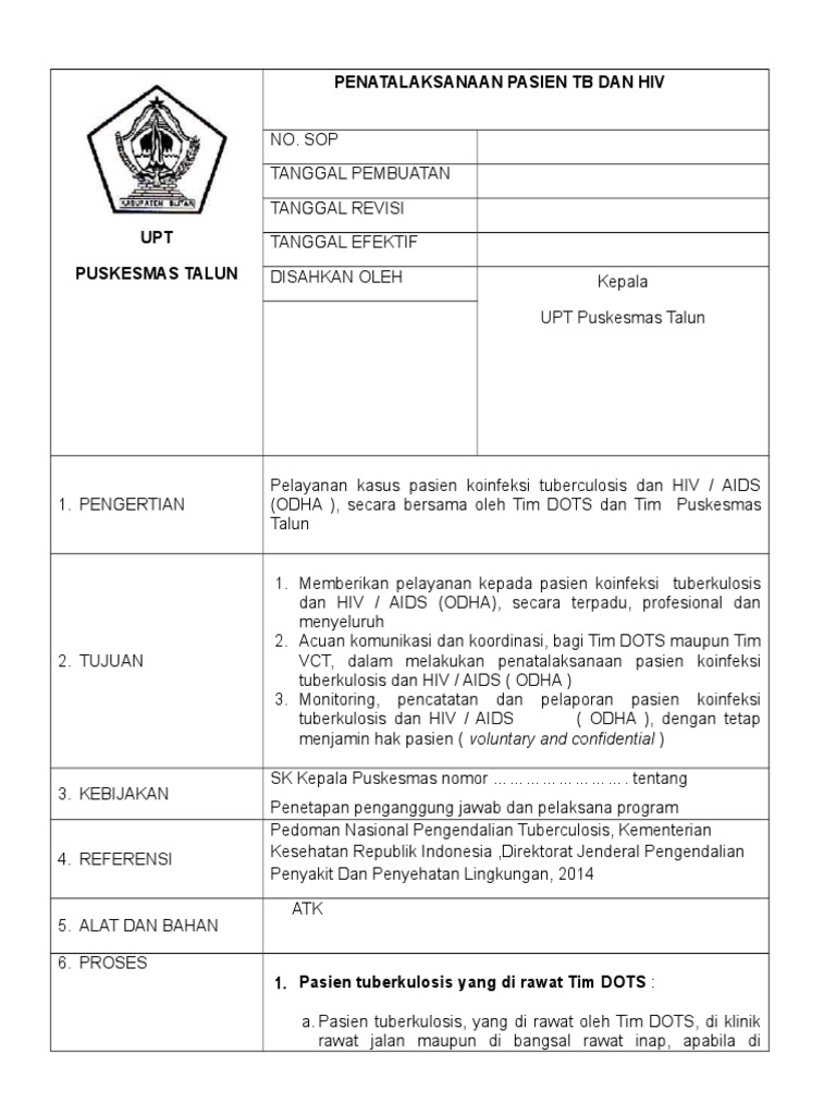 Sop Penatalaksanaan TB Hiv | PDF