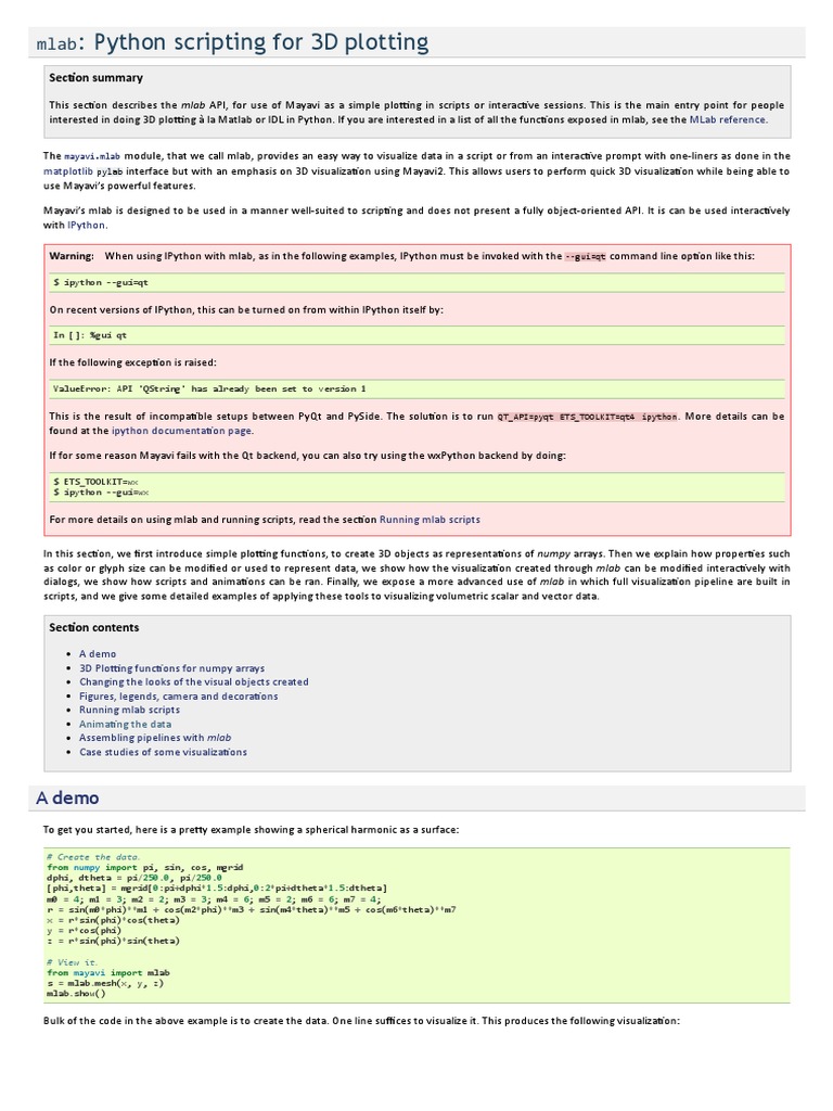 Mlab - Python Scripting For 3D Plotting - Mayavi 4.5.0 Documentation ...