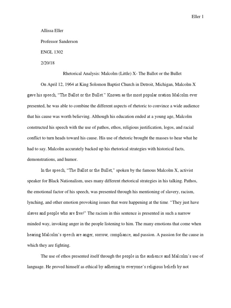 Rhetorical Analysis of Malcolm X's Speech | PDF | Rhetoric | Public ...
