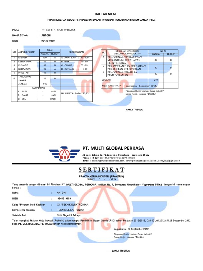 Contoh Sertifikat | PDF