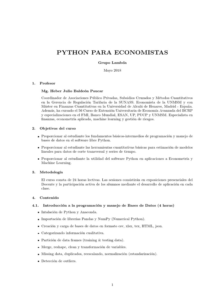 Python para Economistas | PDF | Análisis de los datos | Estadísticas