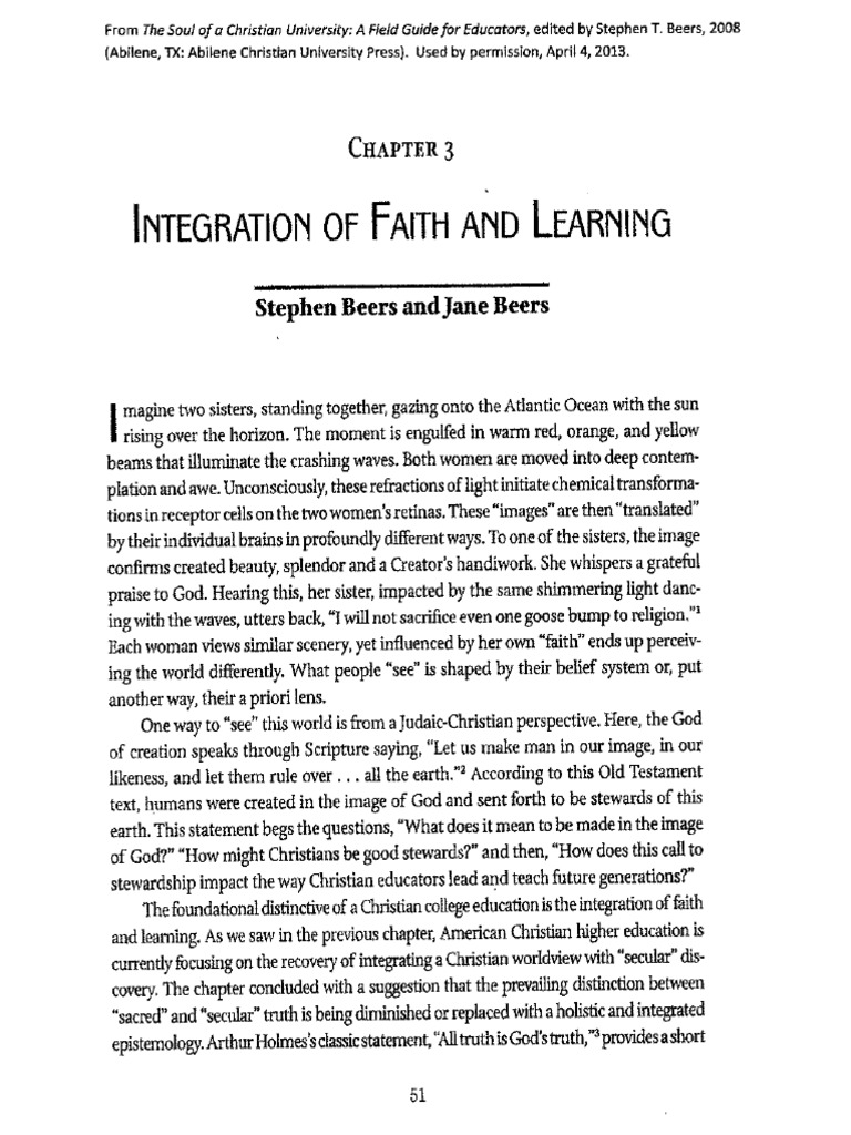 Integration of Faith and Learning | PDF