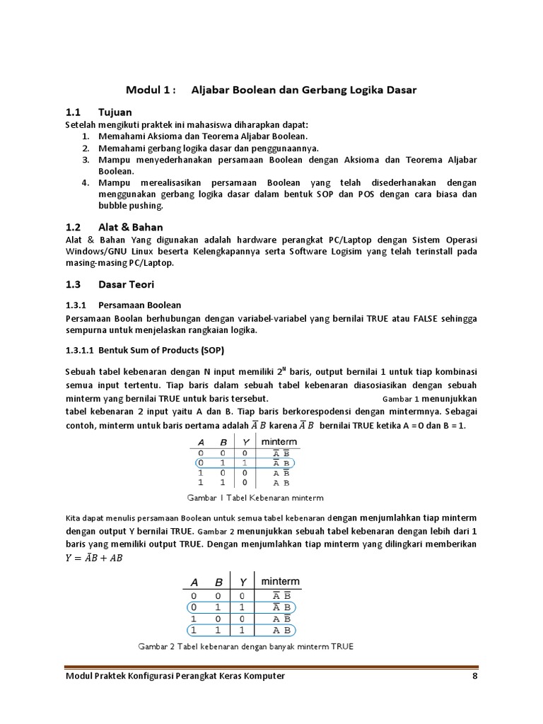 Praktik Aljabar Boolean dan Logika | PDF | Metode & Bahan Ajar