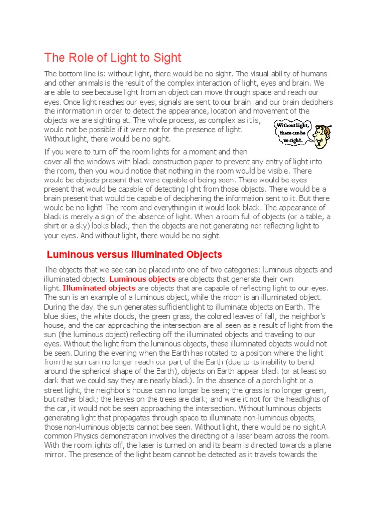 The Role of Light To Sight | PDF | Reflection (Physics) | Mirror
