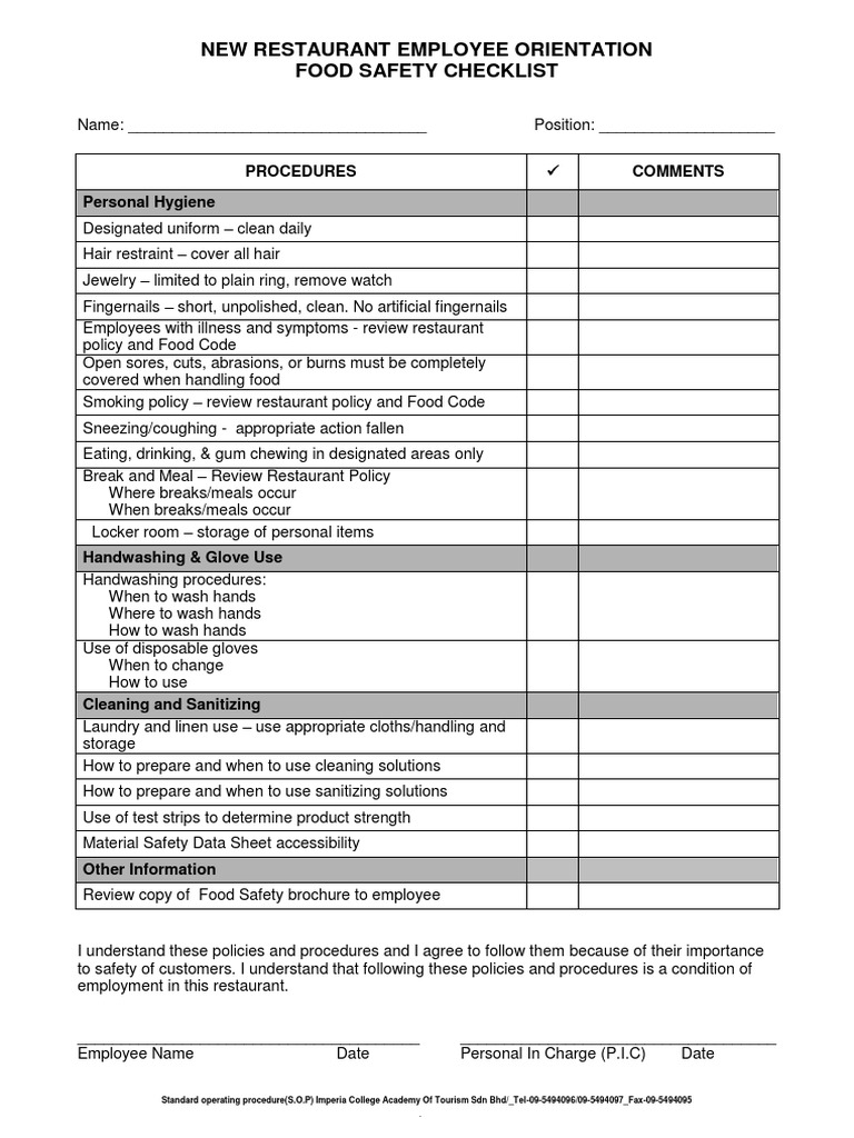 1.new Foodservice Employee Orientation Food Safety | PDF